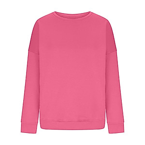Ceboyel Oversized Sweatshirt For Women Solid Color Crewneck Pullover Tops Long Sleeve Sweaters Fall Fashion Trendy Clothes Women Sweaters Hot Pink L