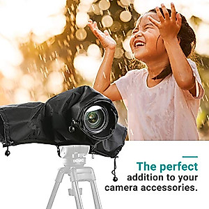 Movo CRC01 Waterproof Nylon Camera Rain Cover with Enclosed Hand Sleeves Compatible with Canon EOS, Nikon, Sony, Olympus, Pentax and Panasonic DSLR Cameras