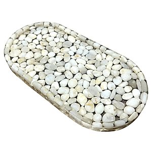 Natural Stone Pebbles Bathroom Tray for Counter Vanity Tray Kitchen Soap Tray