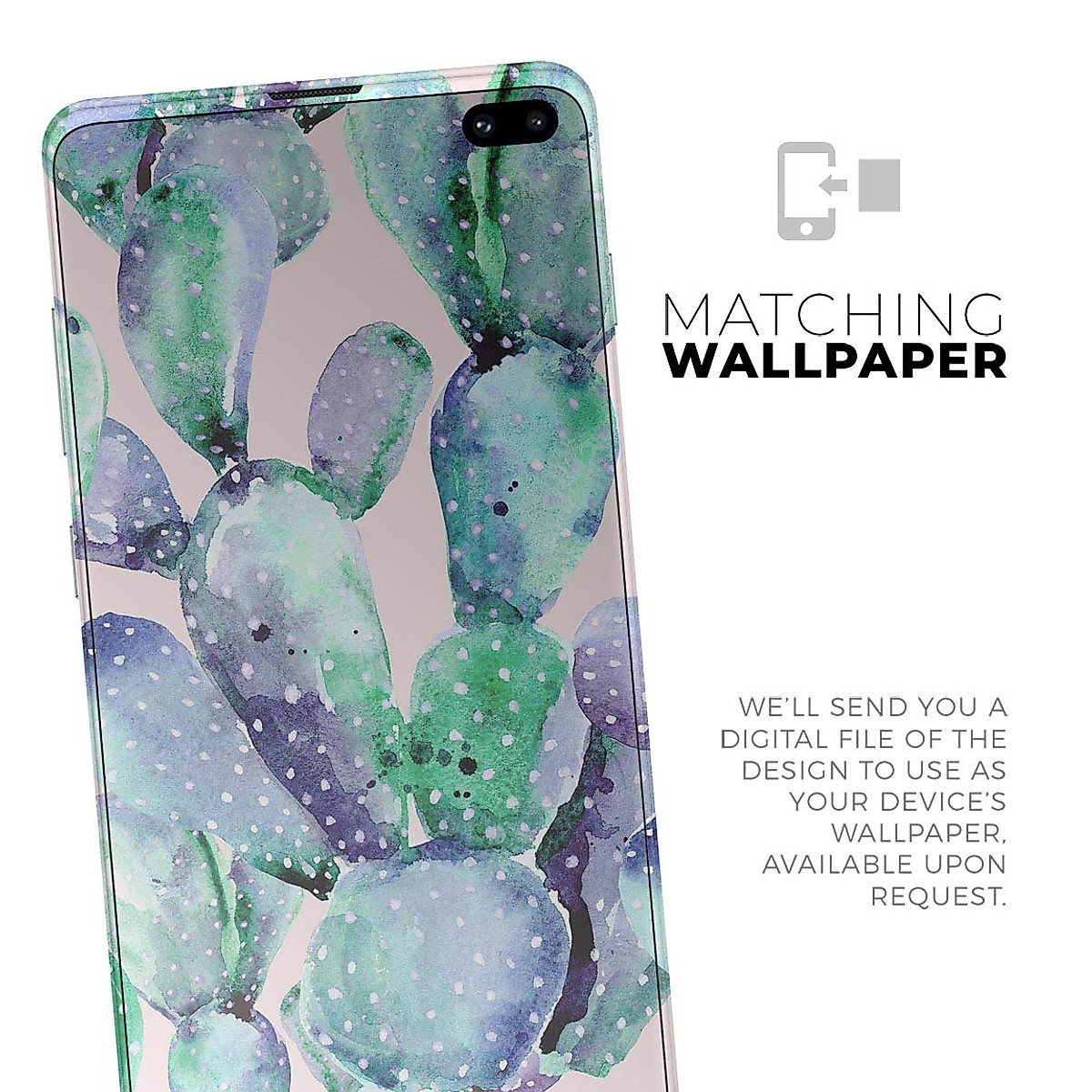 DesignSkinz Watercolor Cactus Succulent Bloom V8 Protective Vinyl Decal Wrap Skin Cover Compatible with The Samsung Galaxy S20 (Screen Trim & Back Glass Skin)