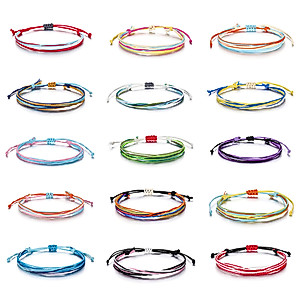 Jovivi 15 Pieces Surfer Wave Friendship Bracelets Set Handmade Waterproof Adjustable Braided Strand String Bracelets Anklets Boho Jewelry for Women