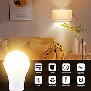 MXhme A19 LED Light Bulbs with Remote Control, 800LM 9W, 60W Equivalent LED Bulbs,Stepless Dimmable 3000K-6000K,E26 Base,CRI 80+,2.4GHz,25000+ Hours Lifespan,Light Bulb for Home Decor,1Bulb&1Remote