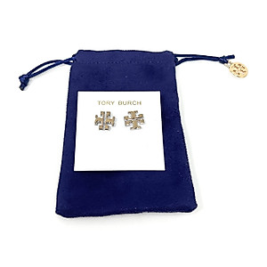 Tory Burch Extra Large Logo Stud Earring Two Toned Gold Silver 5/8'' WIde, Multi