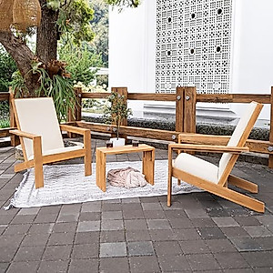 Cambridge Casual Napa Wood Outdoor Adirondack Chair, Natural Teak/Textiline Tan