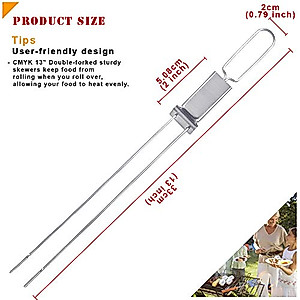 Barbecue Skewers, CMYK 6-Pack 13" Stainless Steel Grilling Skewers with Slider, Reusable Metal BBQ Shish Kabob Skewers Sticks