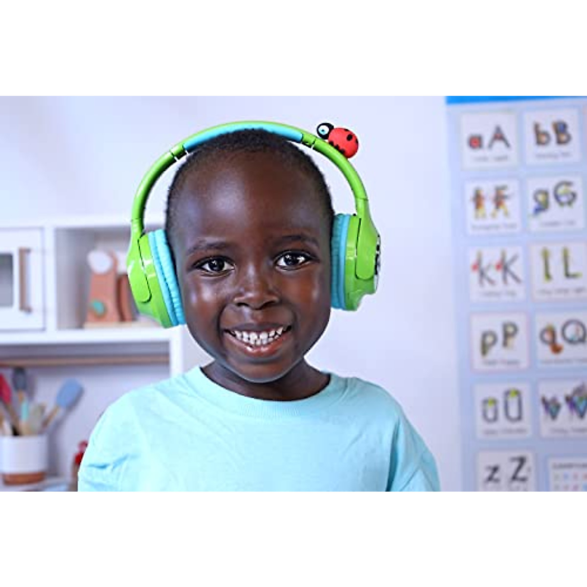 eKids Cocomelon Toddler Headphones with Built-in Kids Music, Bluetooth Headphones with Rechargeable Battery and USB-C Charging Cable Included