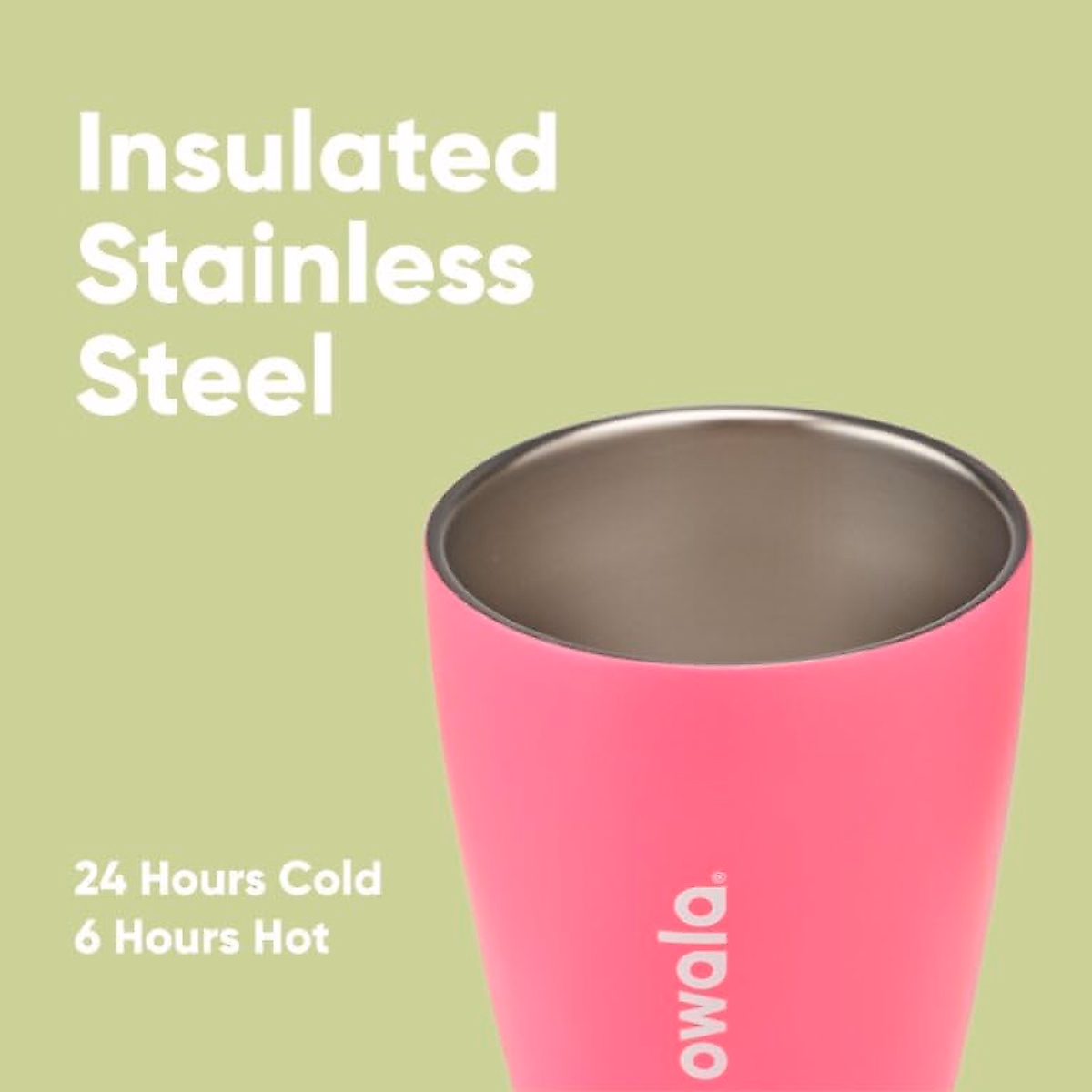 Owala SmoothSip Insulated Stainless Steel Coffee Tumbler, Reusable Iced Coffee Cup, Hot Coffee Travel Mug, BPA Free, Perfect for Cappuccino, 10 oz, Pink (Watermelon Breeze)