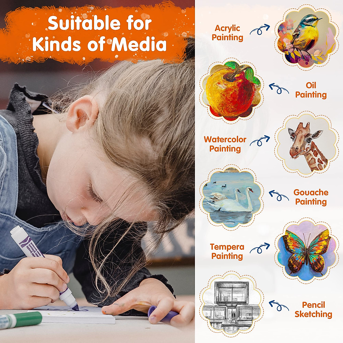 FIXSMITH 8x10 Inch Painting Canvas Panels, Super Value 12 Pack Canvases & Mini Stretched Canvas 3 x 3 Inch 24 Pack, 100% Cotton Art Primed Blank Canvas for Kids, Home Decor Project