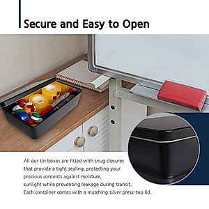 WEANOS Black Metal Tin Box Lids - Large Containers, Holder for Keeping Car Keys, Cookie, Pencil Case, 7.5 x 4.2 x 2.2 inch