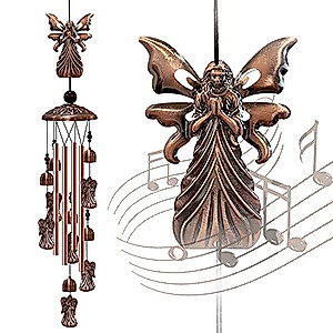 Angel Wind Chimes Outdoor, Waterproof Brass Retro Windchimes with 4 Aluminum Tubes, Wind Bells Memorial Wind Chime Mom's Gift for Home Garden, Yard, Patio Decor (Angel)