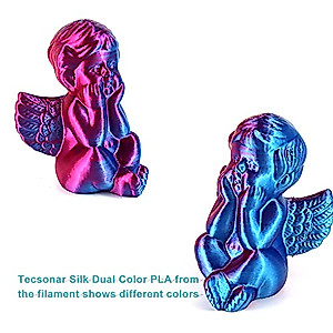 TECSONAR Silk Dual Color PLA Filament Coextrusion Filament Multicolor 3D Printer Filament 1kg Dichromatic Filament 1.75mm (± 0.03 mm) Compatible w/Most of 3D Printer, Silk Blue Rose Red