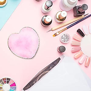 Resin Nail Art Palette Nail Mixing Palette Polish Color Mixing Plate Golden Edge Nail Holder Display Board Heart Shape Cosmetic Mixing Tools (Pink)