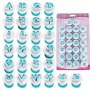 26PCS/Set Alphabet Numbers Cookie Stamp Cutter Cake Mold Letter Fondant Cake Biscuit Mold XMAS DIY GIFT Baking Mould Cake Tool Embosser Cutter