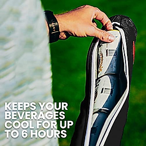 LNX Golf Cooler Sleeve by Checkpoint 30 | Keep Cans Cold up to 6 Hours | Insulated, Convenient, and Stylish | for Golf, Camping, and Outdoor Activities | Stores up to 6 Cans | Jet Black