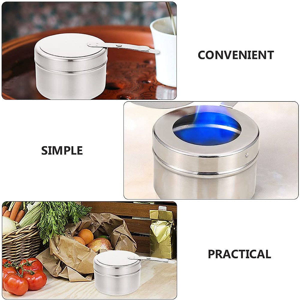 Cabilock 2pcs Stainless Steel Chafing Fuel Holder with Cover Chafer Canned Heat Fuel Box Buffet Warmer Warming Trays for Buffets Barbecue Parties Chafing Dish Buffet