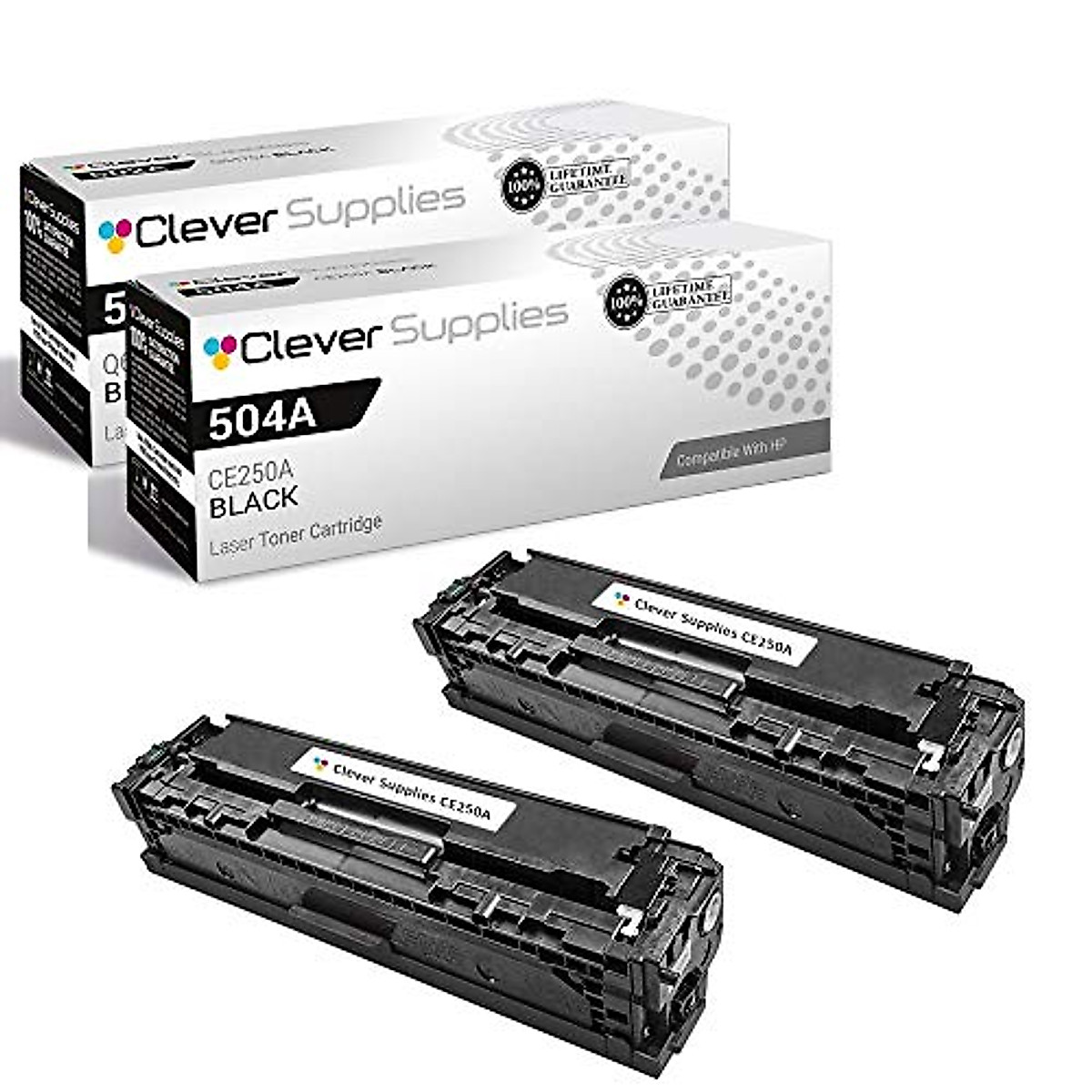 CS Compatible Toner Cartridge Replacement for HP CP3525dn CE250A Black HP 504A Color Laserjet CM3530 CM3530FS CP3525 CP3525N CP3525DN CP3525X CP3520 CM3530FS MFP CM3530MFP 2 Set