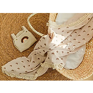 CHUNGEL Cotton Baby Muslin Tassles 40"x 47", Baby Receiving Blanket with Fringe, Boho Muslin Swaddle Blanket with Fringe- Earth Rainbow…