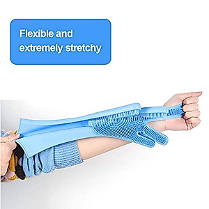 Silicone Hand Gloves for Dish Washing Kitchen Cleaning Gloves, Pet Grooming, Great for Washing Dish, Car, Bathroom (Multicoloured)