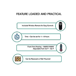 Naomi Home Electric Fire Place Heater for The Wall Mount, Living Room Black 40 inches/9 Flame Colors