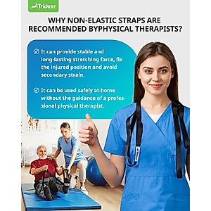 Trideer Stretching Strap Yoga Strap Physical Therapy for Home Workout, Exercise, Pilates and Gymnastics, 10 Loops Non-Elastic Stretch Bands with Aesthetic Packaging for Women & Men (Black)