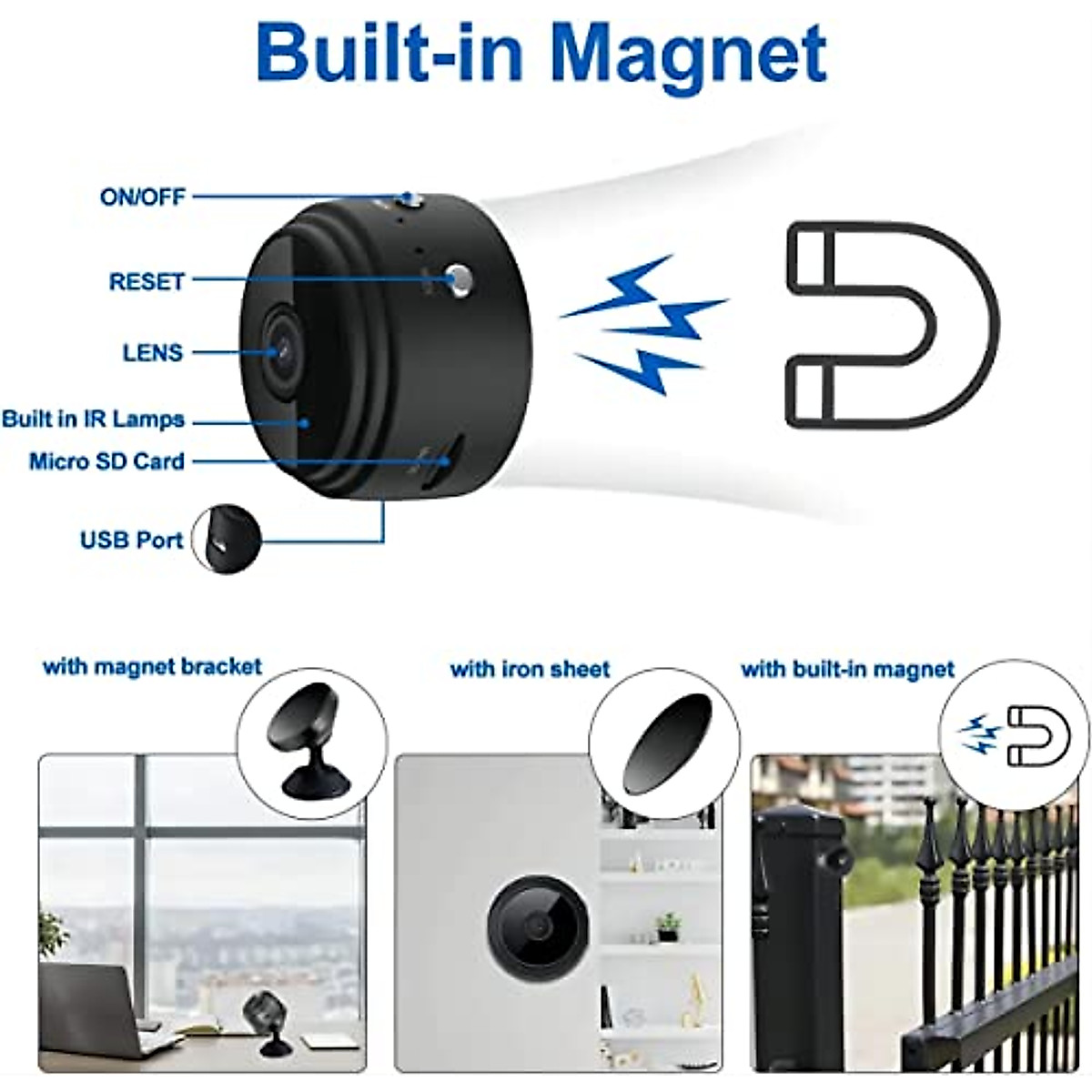 LCYATCE Mini Spy Camera WiFi with Video Recording, Baby Monitor Pet Cam Wireless Hidden Camera Home Security Nanny Cam Real Time Streaming Light Night Vision/Motion Detection