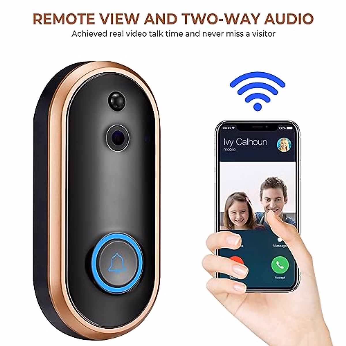 Atopskins Ring Video Doorbell Camera Wireless, 1080P Door Bell Cameras Wireless with Buzzer, AI Smart Human Detection, 2-Way Audio, Voice Changing, 1080P Night Vision, Cloud Storage, Alert, SMS Push