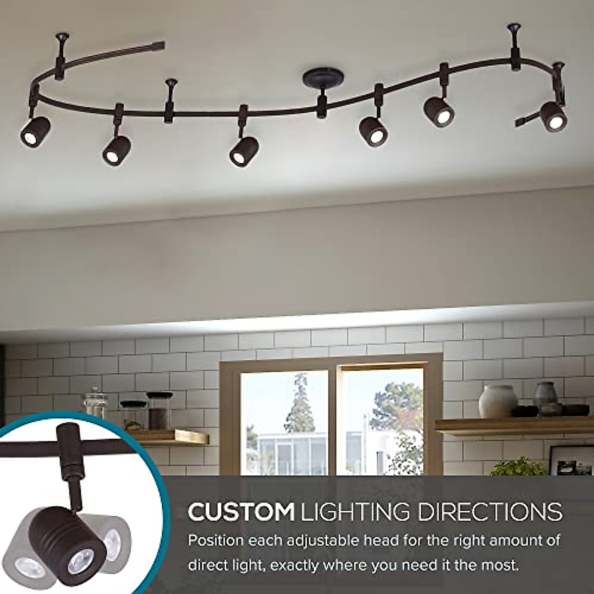 Catalina Lighting 96" Transitional 6-Light Integrated LED Flex Track Ceiling Light, Oil Rubbed Bronze