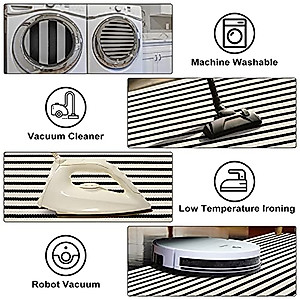 Black/White Striped Outdoor Rug 2' x 3', KIMODE Cotton Hand Woven Welcome Entryway Doormat, Washable Front Door Mats for Porch/Kitchen/Farmhouse