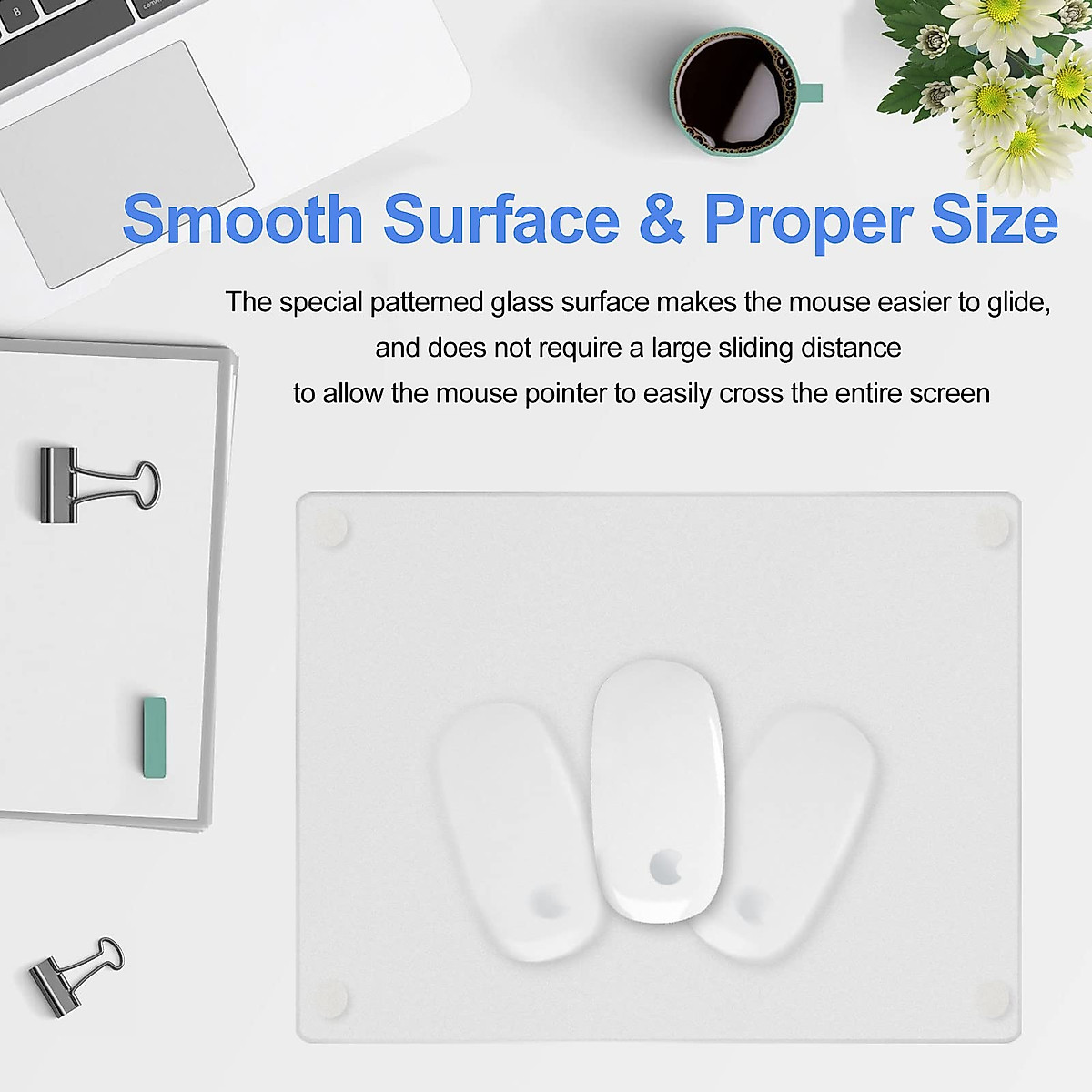 ARTISTEM Mouse Pad, Non-Slip Tempered Satin Glass Mousepad for Gaming and Working Office and Home Desk Accessories Desk Decor Fast Accurate Safe Durable and Easy to Clean 11.22"x10.42"(Performance)