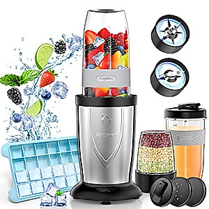 Bullet Blender for Shakes and Smoothies, Airpher 19 Pieces 850W Personal Portable Blender Set for Kitchen With Ice Tray, 2*24 Oz & 10 Oz To-Go Cups, BPA Free, Pulse Technology