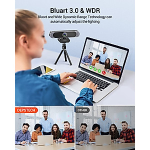 DEPSTECH Webcam with Microphone, 4K Webcam Sony Sensor Autofocus Web Camera with Privacy Cover and Tripod, 8MP USB Webcam for Desktop Laptop PC, Streaming Webcam for Zoom, Skype, Facetime, YouTube