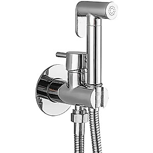 MINJING Handheld Bidet Sprayer for Toilet Wall Mounted Baby Cloth Diaper Sprayer Brass Toilet Sprayer Hot and Cold Water Handheld Sprayer Kit for Personal Hygiene Cleaning, Chrome