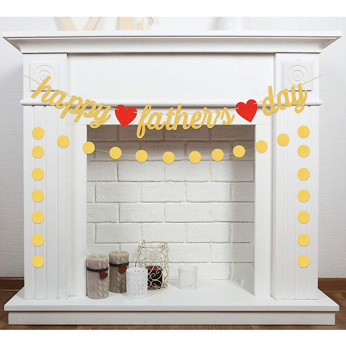 Aozer Happy Fathers Day Banner Gold Glitter Father's Day Banner Rustic Fathers Day Party Decorations