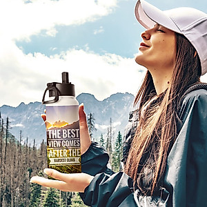 PYD Life Sublimation Water Bottle Blanks Sports Tumbler Cups White 30 OZ Wide Mouth Stainless Steel Vacuum Flask with Straw and Portable Handle for Cricut Mug Press and Tumbler Press Print 2 Pack