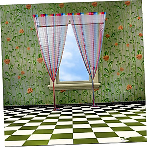 Levemolo String Tassel Screen Thread Fringe Panel Door Lace Window Panel Wedding Photo Backdrop Tassel Ribbon Curtain Macrame Curtain Boho Curtain Curtains for Living Room Bohemian Divider