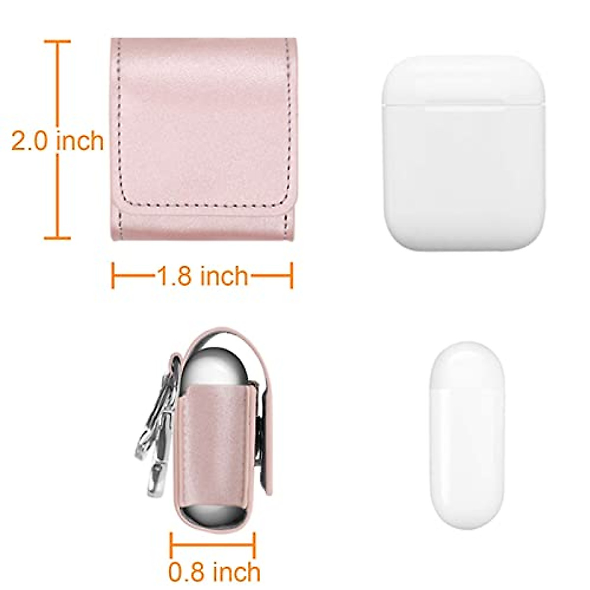Fintie Case for AirPods 2&1, Premium PU Leather Magnet Closure Protective Portable Cover Skin with Metal Clasp and Keychain for AirPods 2&1, Rose Gold