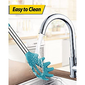 Pack of 2 Silicone Pasta Fork, Kitchen Heat Resistant Noodle Spoon Server, BPA Free Spaghetti Strainer,Best Cooking Tools (Gray-Blue)