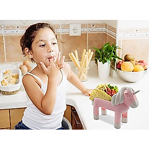 Unicorn Taco Holder Kids Plate Animal Food Holder, Cute Pink Novelty Taco Stand Holds 2 Taco Shells, Funny Taco Accessories for Fun Taco Tuesday Party
