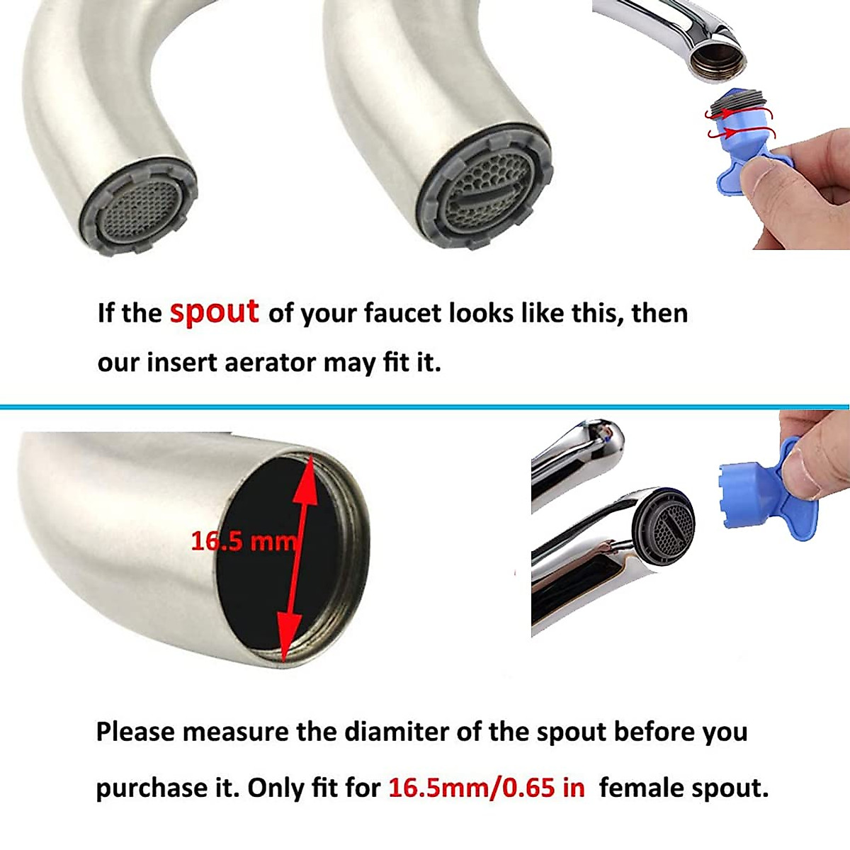 8 Pcs Faucet Aerator with Removal Tool,8 Pack Cache Aerator Replacement,Cache Faucet Aerator Key Removal Wrench Tool for Sink Tap(16.5mm 18.5mm 21.5mm 24mm)