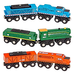 Battat – Classic Trains – 6Pc Wooden Railroad Set – Magnetic Toy Trains – Train Engines & Cars – 3 Years + – Wooden Locomotives & Freight Cars
