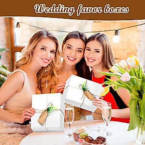 Gift Boxes Set 10 Bridesmaid Proposal Boxes 8 x 8 x 4 In Bridesmaid Proposal Gifts, 10 Kraft Paper Gift Tag, 10 Plastic Eucalyptus Leaves Stems and 200g Cut Paper Shred Filler