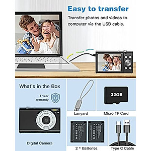 Digital Cameras for Photography Digital Camera Autofocus, 2.7K 48MP Teenager Camera with 2.8" Large Screen, 16X Zoom and 32GB Card, Compact Camera Take Macro Photos, Stylish Portable Camera for Teens