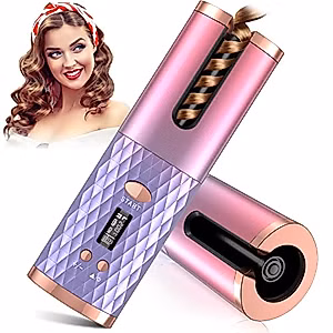 Automatic Curling Iron, Anti-Scald Hair Curler, Rotating Curling Iron 1 Inch Hair Tools, 6 Temps & 11 Timers, Portable Ceramic Barrel Wand Curling Iron, Fast Heating Rechargeable Waver Curler HAU