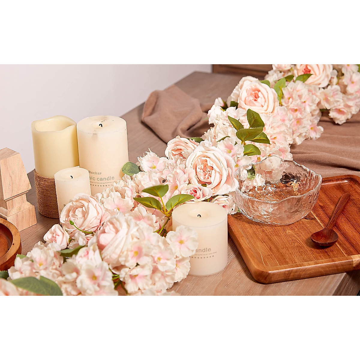 Anna's Whimsy 6.07FT Rose & Cherry Blossom Garland, Silk Artificial Flower, Flower Hanging Vines for Wedding Arch Party Table Home Garden Outdoor Kawaii Decor