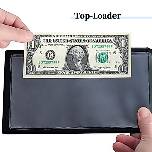 40 Pockets Banknote Currency Collecting Album - 20 Sheets Clear Dollar Bill Holders World Money Storage Book Collection Supplies Double-Sided Pages for Trading Cards Stamps Tickets Black AN04BK