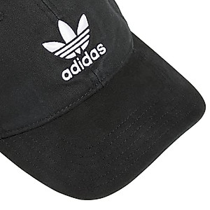 adidas Originals mens Fit Hat Men s originals relaxed strapback cap, Black/White, One Size US