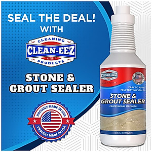 Clean-eez Grout Sealer - Protect Your Floors and Showers from Stains - Natural Stone Safe - Water and Oil Shield - Large 32 oz Bottle