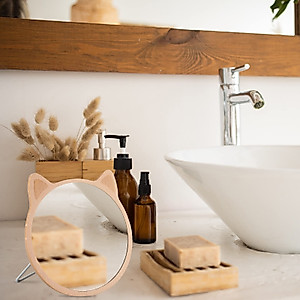 TBWHL Cat Desktop Mirror Makeup Mirror for Tabletop Bathroom Shower Travel Hand Mirror