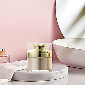 Voyyphixa 3 Pack 1 oz Airless Pump Jars Refillable Travel Bottle Portable Cream Jar Vacuum Bottle with Push Down Pump Dispenser for Vacuum, Face Cream and Lotion