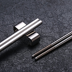 Devico Chopsticks, Metal Chopsticks, 18/10 Stainless Steel Chopstick Set, Reusable, Dishwasher Safe (5 pairs)